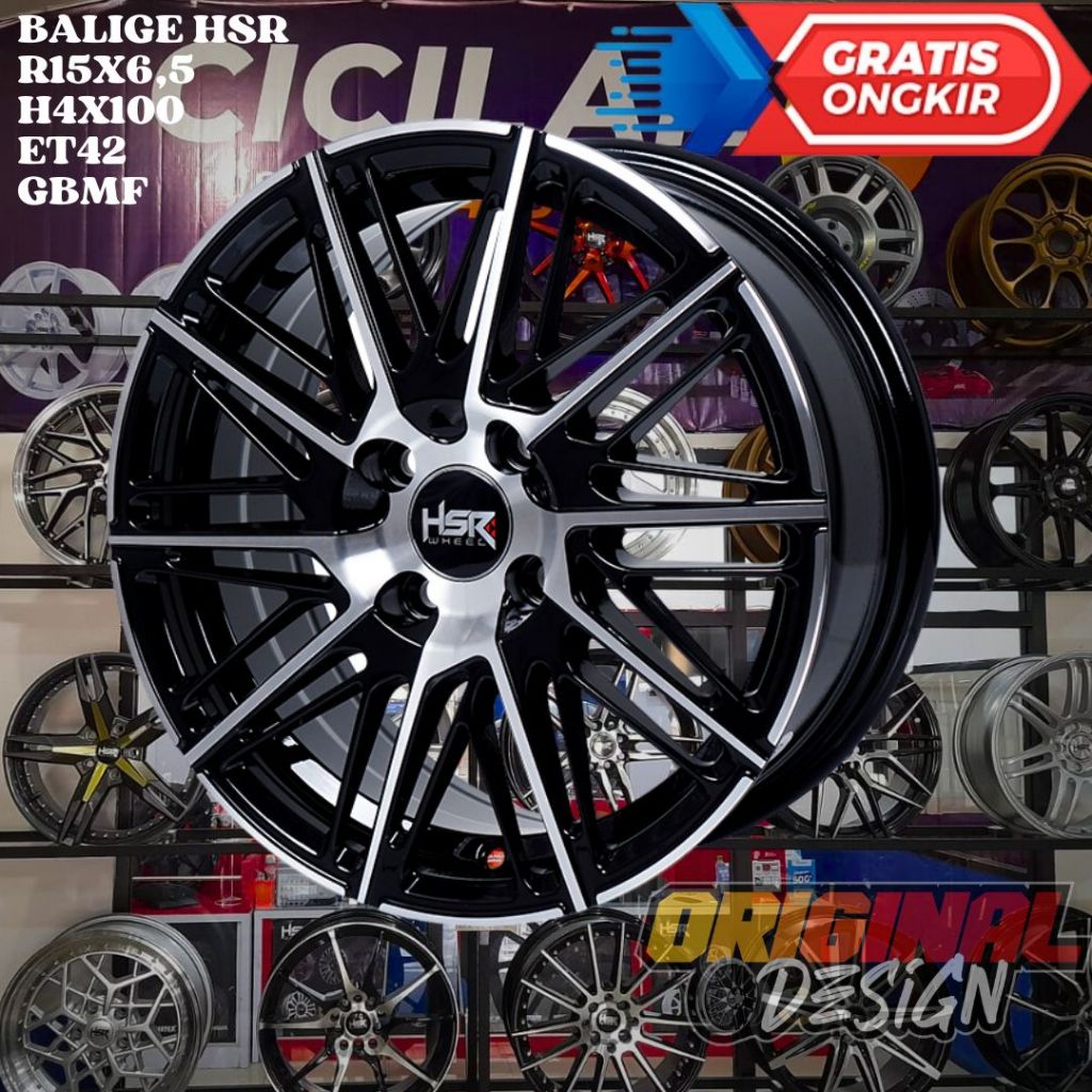 Jual Velg Mobil Ring 15 HSR BALIGE R15 LEBAR 6,5 BAUT 4 PCD 4X100 ET42 GBMF | Shopee Indonesia