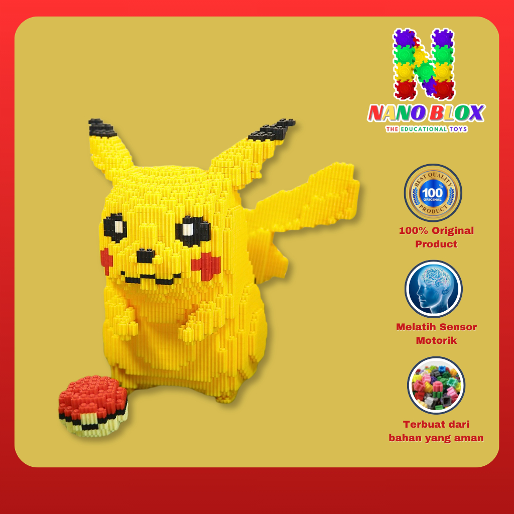 Jual Mainan Nano Blocks POKEMON PIKACHU 3D Model, Mainan Blok Susun ...