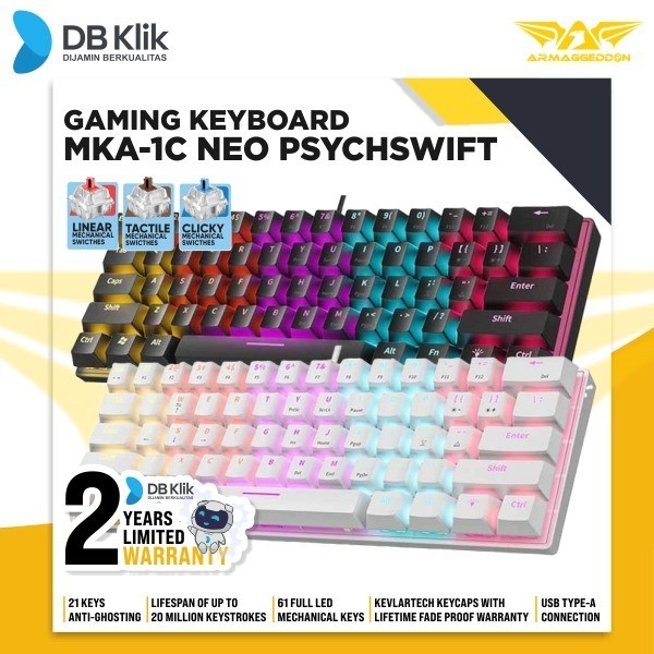 Jual Keyboard Gaming Mechanical Armaggeddon MKA-1C NEO Wired Psychswift ...