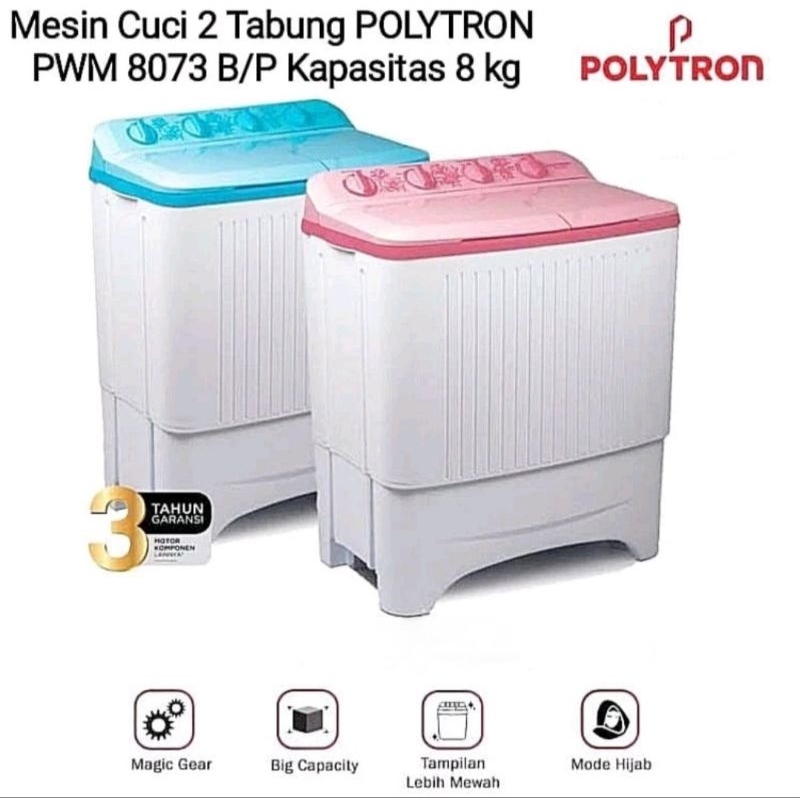 Jual Mesin Cuci Polytron 8kg PWM 8073 | Shopee Indonesia