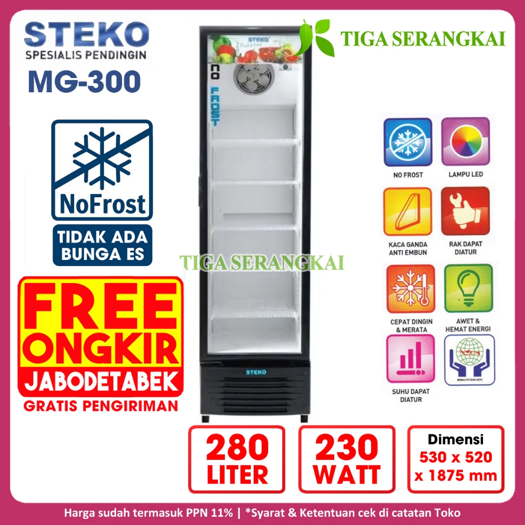 Jual Steko Showcase Kulkas Display Chiller 5 Rak 280 Liter MG-300 MG300 ...