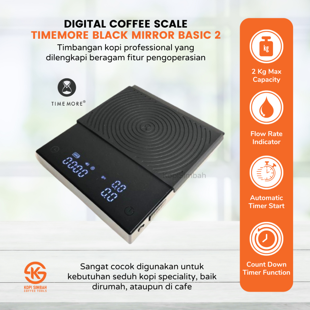Jual Timbangan Digital Coffee Scale TIMEMORE Black Mirror Basic 2 Professional With Auto Start ...
