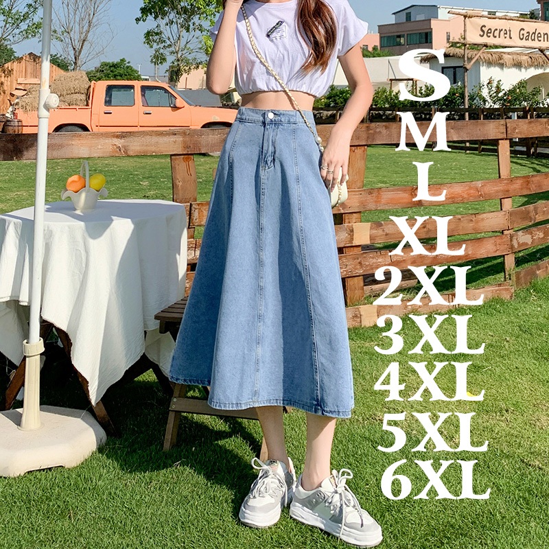 Jual 【boll.id】Bigsize Jumbo — rok jeans wanita rok jeans panjang rok ...