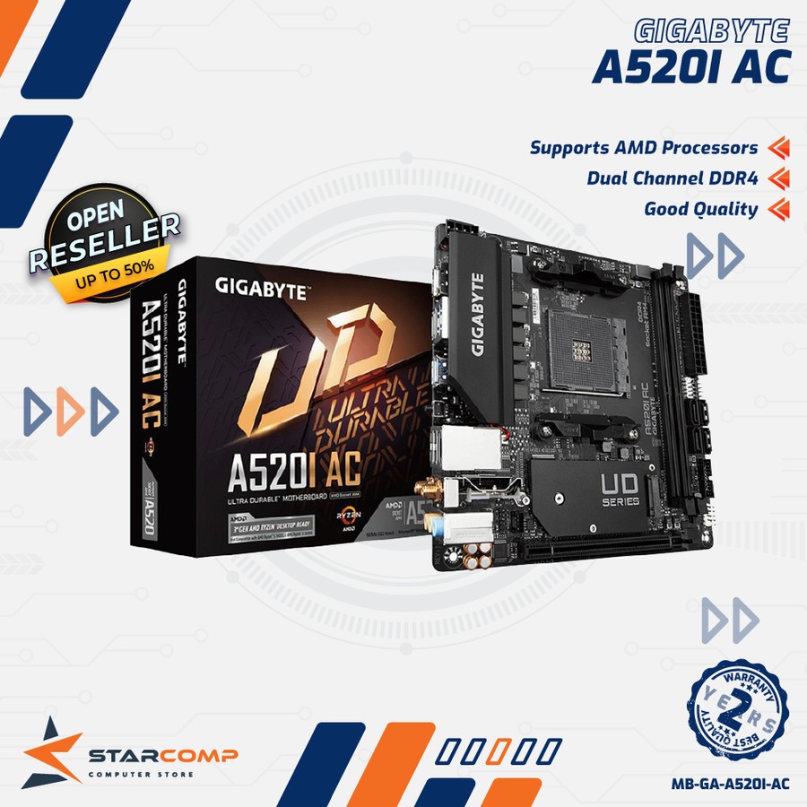 Jual GIGABYTE A520I AC Mini-ITX DDR4 M.2 NVMe MOTHERBOARD AMD A520 I ...