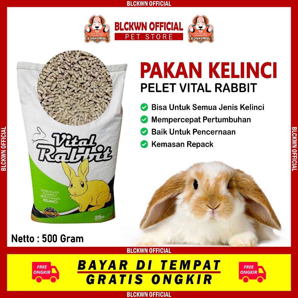 Jual Makanan Kelinci Pelet Vital Rabbit Repack 500gr Pakan Kelinci ...