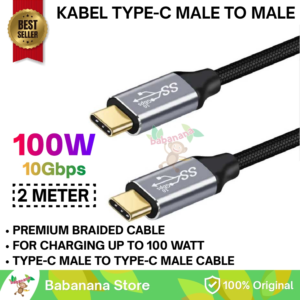 Jual KABEL DATA TYPE-C TO TYPE-C 100WATT CABLE FOR TYPE C 2M 20V 5A ...
