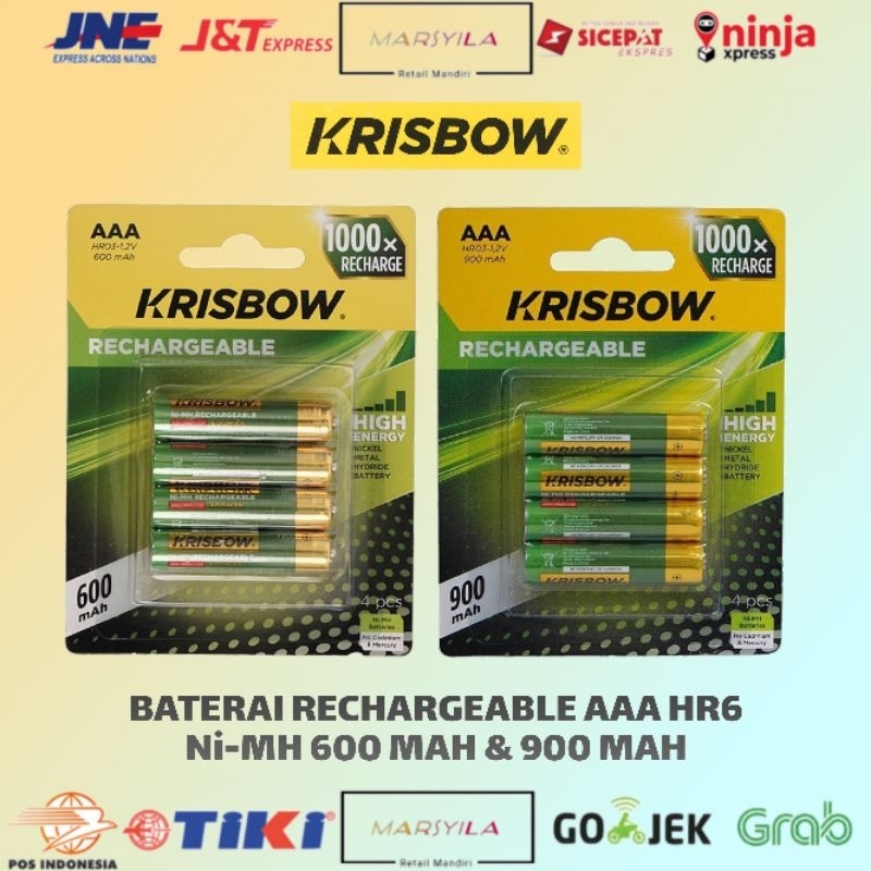 Jual KRISBOW BATERAI CAS AAA RECHARGEABLE Ni-MH 600MAH & 900MAH ...