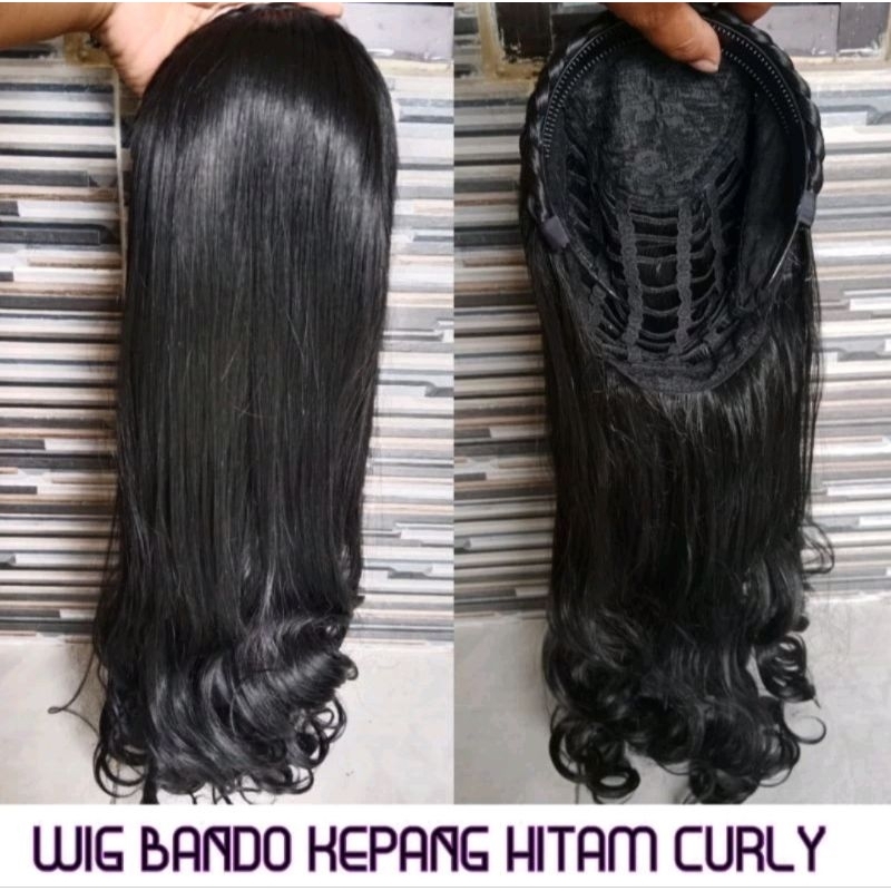 Jual WIG BANDO WANITA KOREA UK 60 CM MODEL CURLY WARNA HITAM | Shopee ...