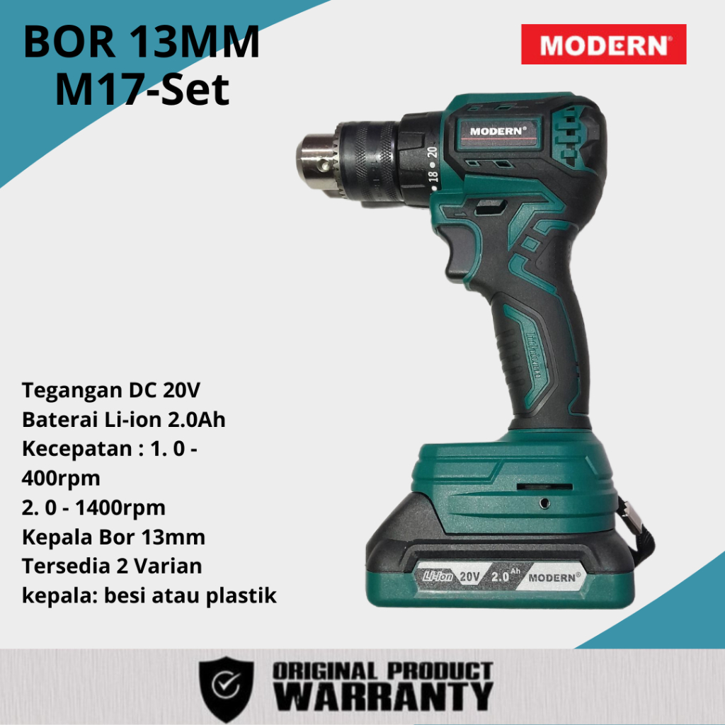 Jual Bor Baterai Set 13mm MODERN M17 Bor Cordless Drill | Shopee Indonesia
