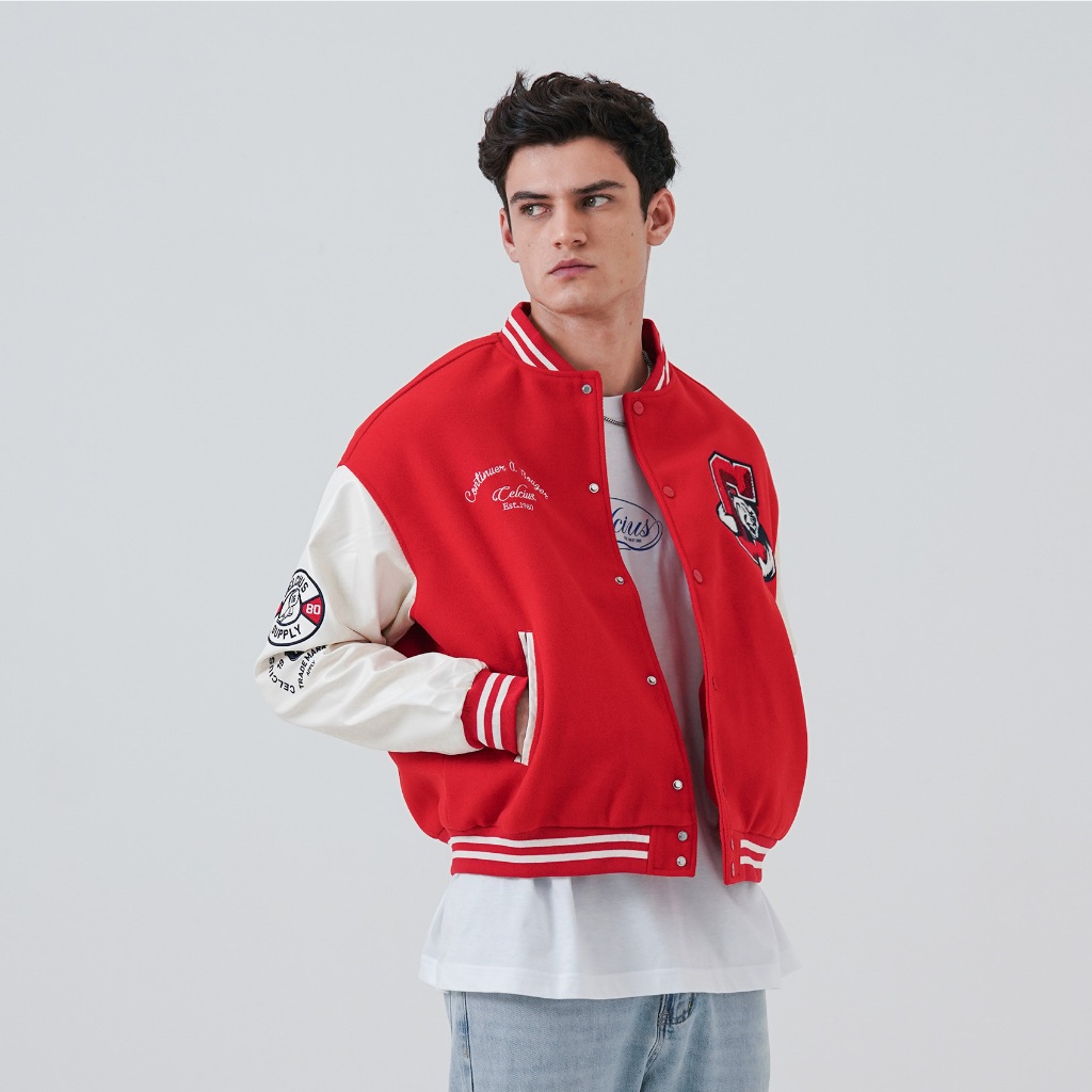 Jual CELCIUS Varsity Jacket I31000252C Merah | Shopee Indonesia