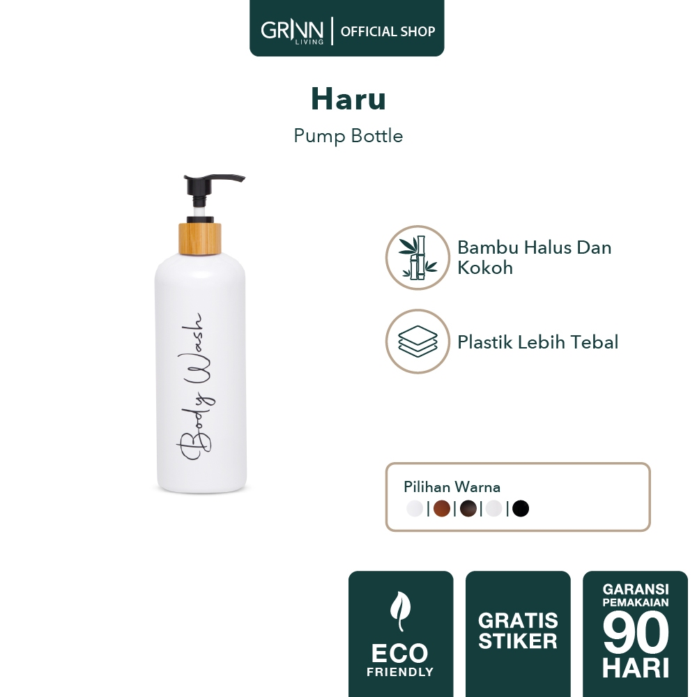 Jual GRINN LIVING Haru Botol Tutup Pump / Dispenser Shampoo Sabun Hand Sanitizer / Refill 500ml ...