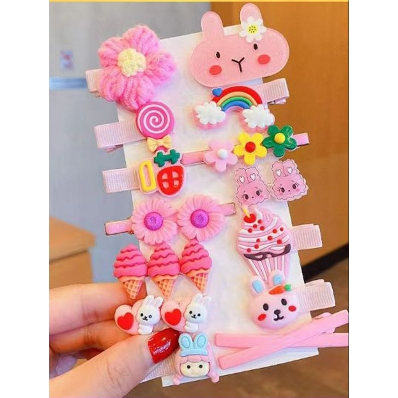 Jual 13 atau 14pcs jepit rambut anak rainbow bunga lucu import | Shopee ...
