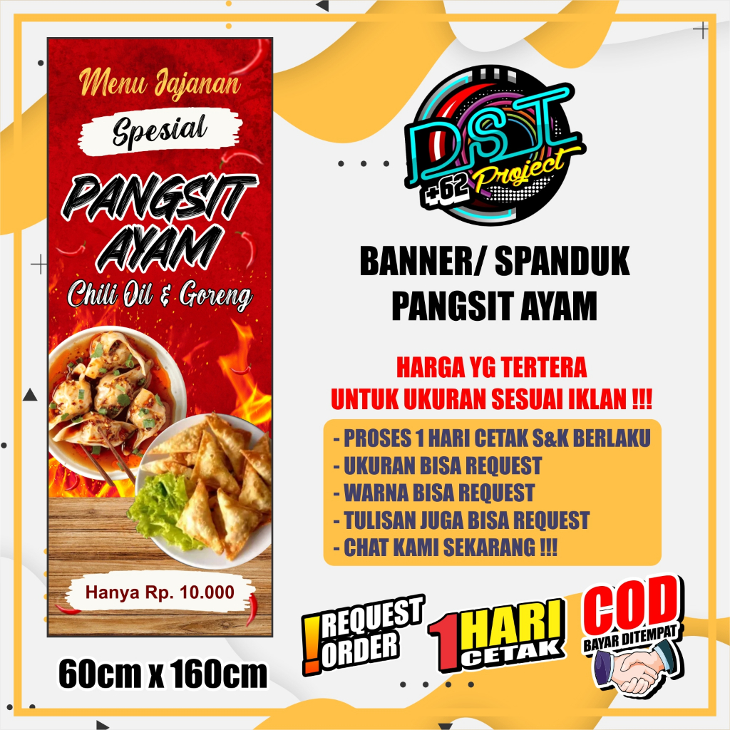 Jual BANNER / SPANDUK PANGSIT CHILI OIL & KERING 60 x 160 | Shopee ...