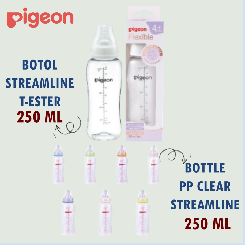 Jual BOTOL SUSU ANAK PIGEON BOTTLE PP CLEAR STREAMLINE 250ML / BOTOL ...
