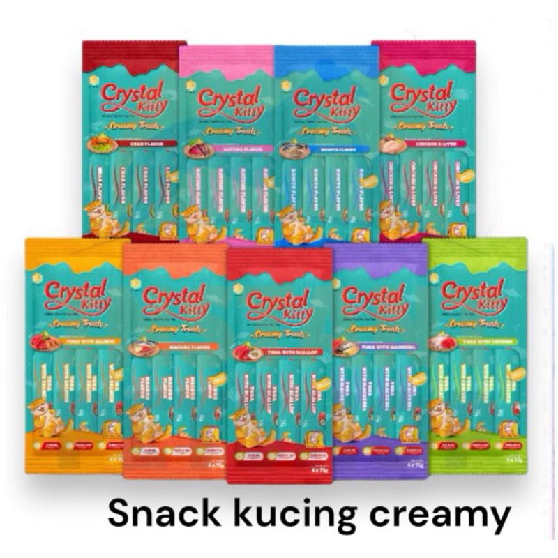 Jual snack kucing crystal kitty creamy 4x15gr (60gr) | Shopee Indonesia