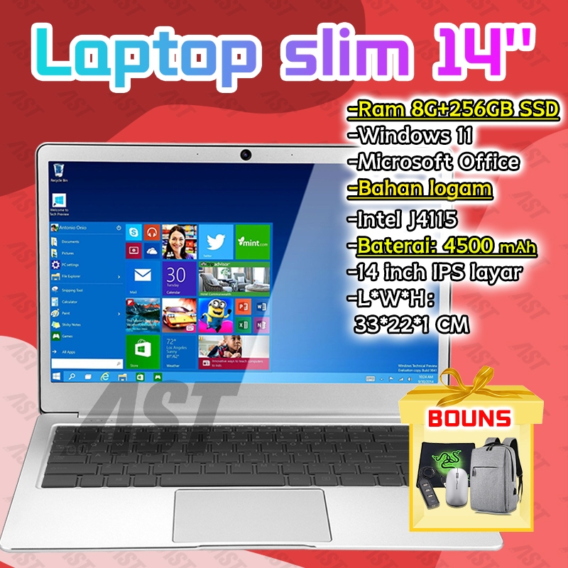 Jual Laptop slim 14 inch Intel J4115 Ram 8G+256GB SSD Windows11+Office ...