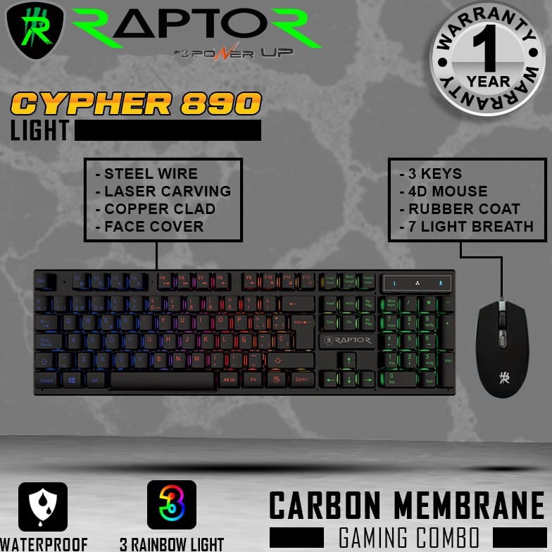 Jual ART N2F3 Keyboard Mouse Combo Gaming Wired RAINBOW RGB Light ...