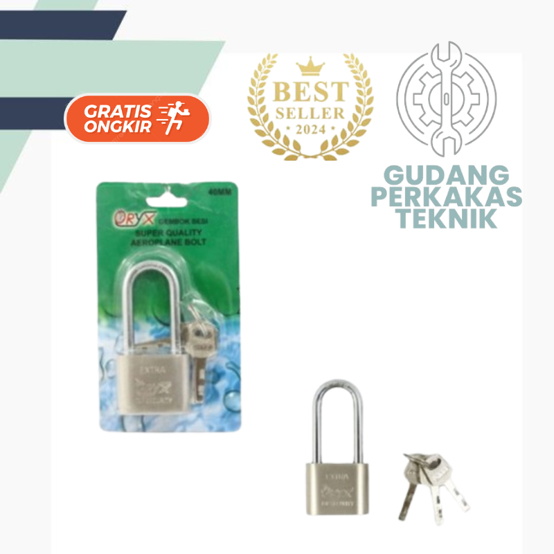 Jual Gembok Besi Oryx Leher Panjang 30Mm / Gembok Besi Baja Oryx 30 Mm ...
