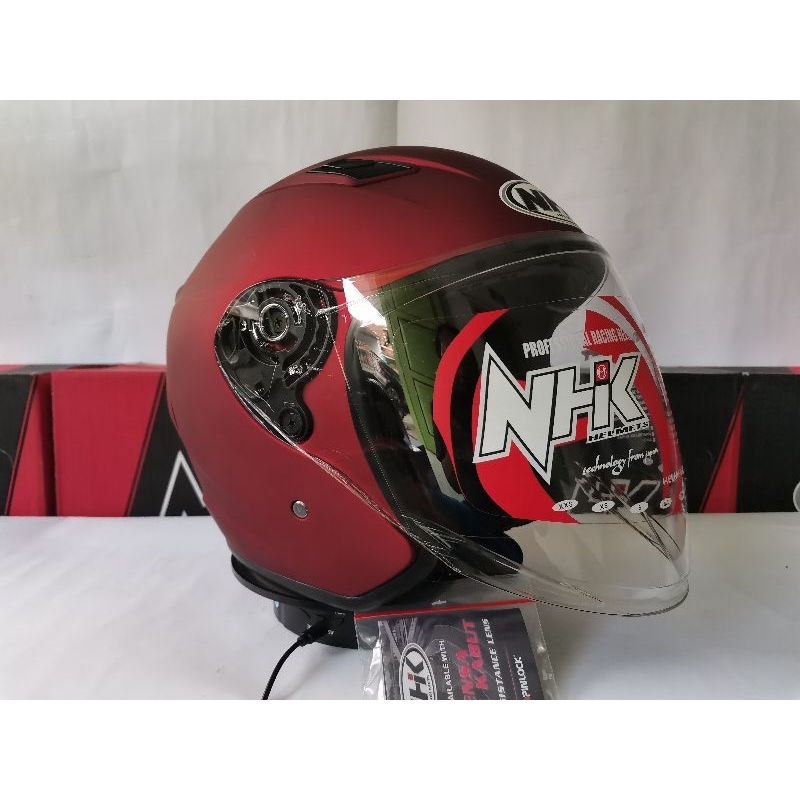 Jual NHK R1 ELITE | Helm nhk r1 red doff single visor clear | Shopee ...
