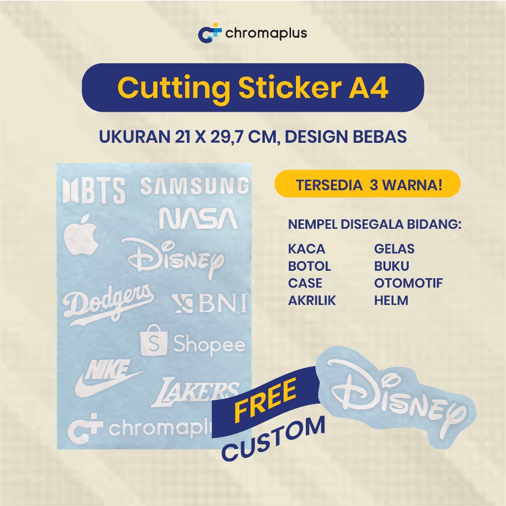 Jual Sticker Cutting Oracal Custom Ukuran A4 | Shopee Indonesia