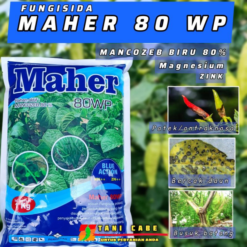 Jual MAHER 80 WP FUNGISIDA MANCOZEB BIRU-1KG | Shopee Indonesia
