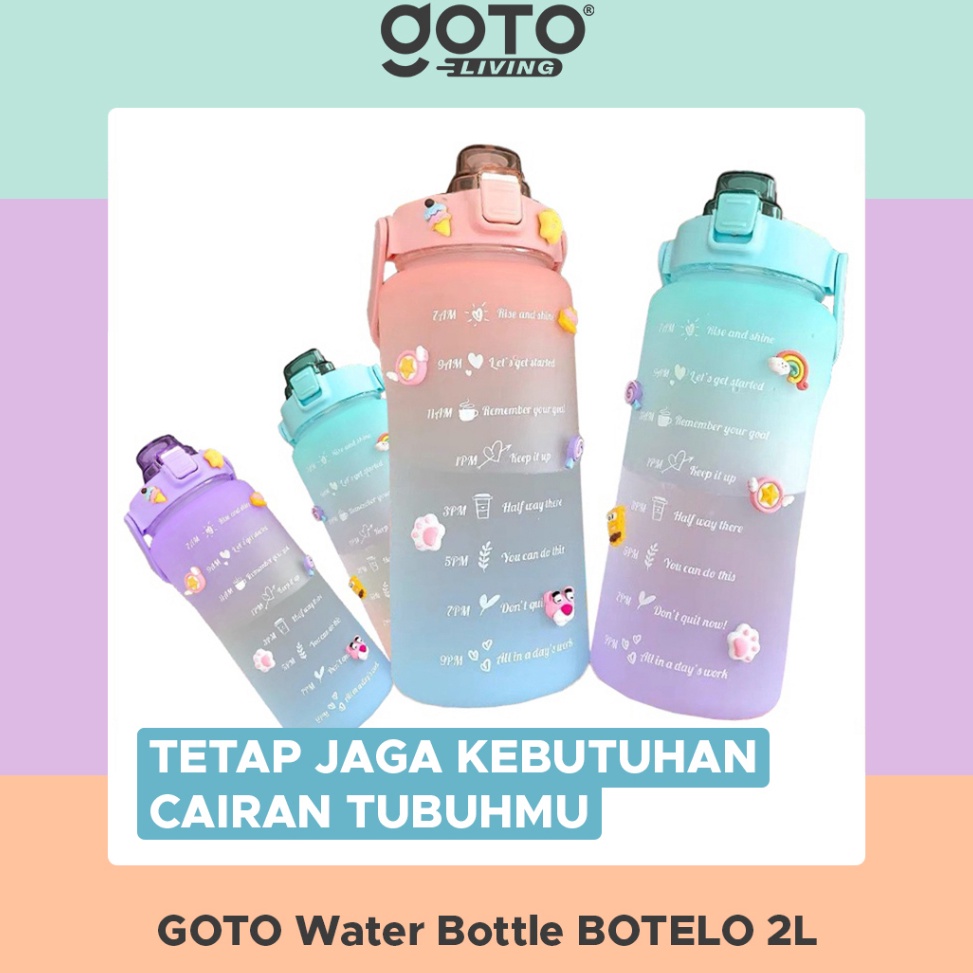 Jual TERBAIK Goto Botelo Botol Motivasi Minum 2 Liter Jumbo Tumblr Air ...