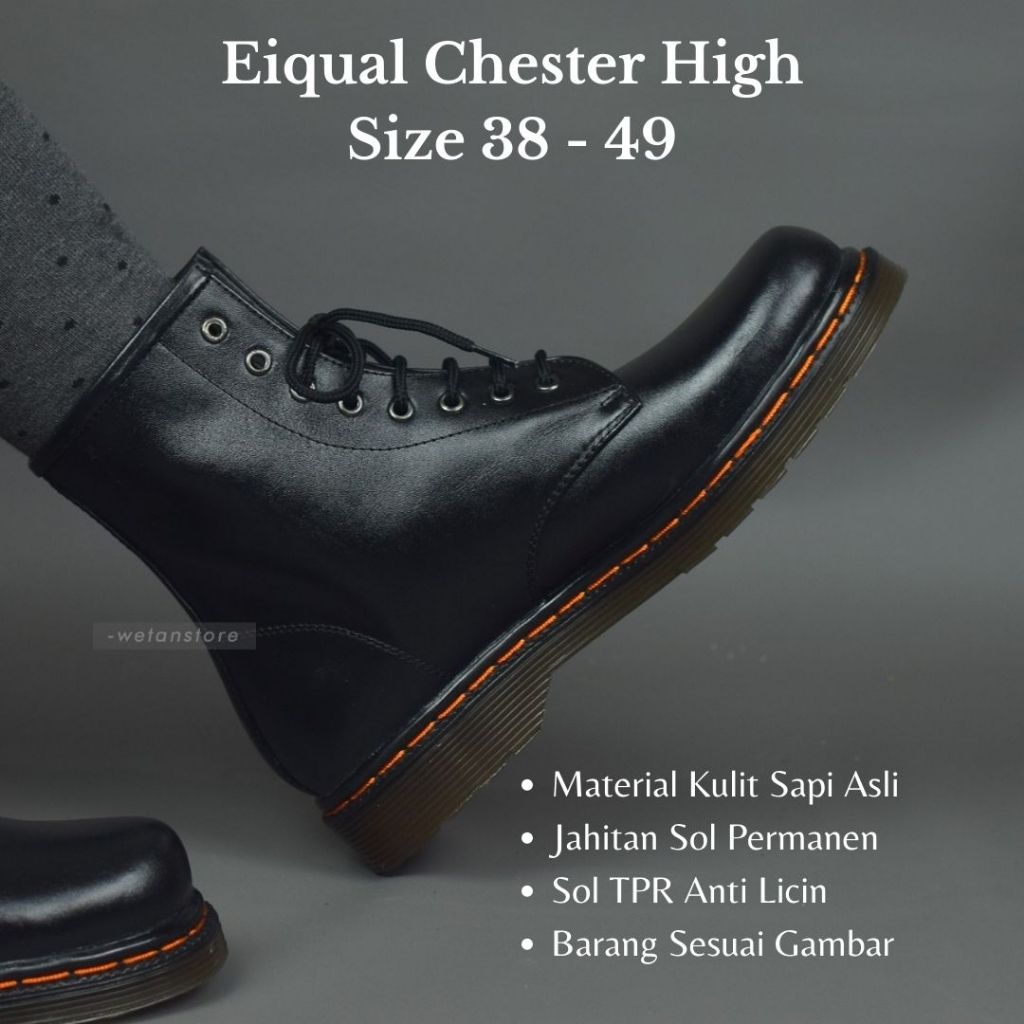 Jual Sepatu High Cut Boots Pria Classic Kulit Sapi Asli Ukuran Besar 38 ...