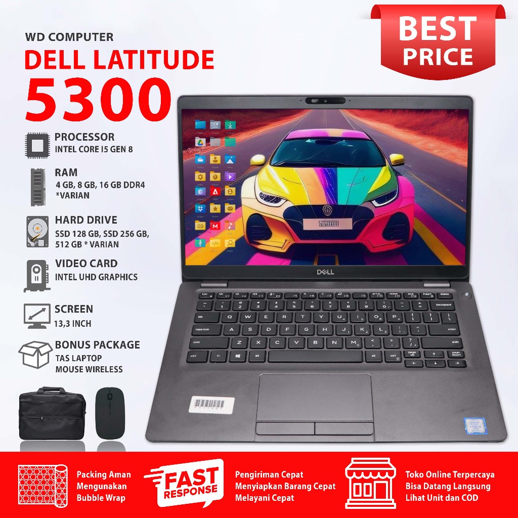 Jual Promo Laptop Dell 5300 Intel Core i5 Gen 8 RAM 8GB SSD 256GB Tas ...