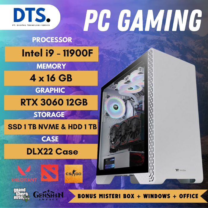 Jual PC Gaming | Core i9 11900F | RTX 3060 12GB | NVME 1 TB | HDD 1TB ...