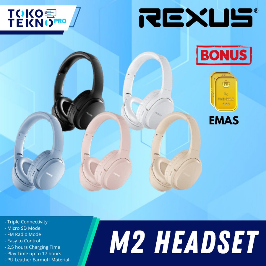 Jual Rexus M2 Headset Bluetooth Wireless Connection Garansi Resmi ...