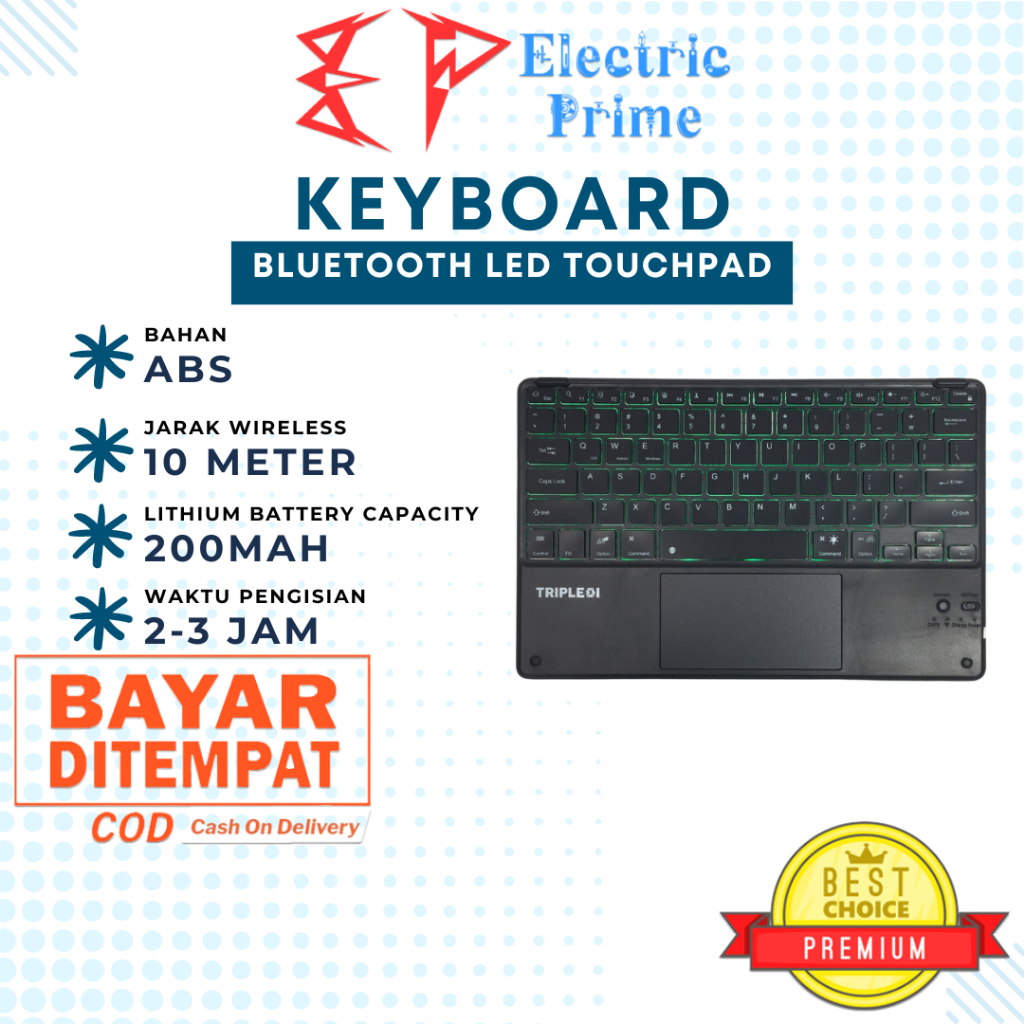 Jual Wireless Keyboard Bluetooth Touchpad LED Backlit 10 12 Inch ...