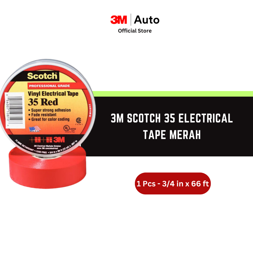 Jual Isolasi Listrik 3M Scotch 35 Vinyl Electrical - Merah size 19mm x ...