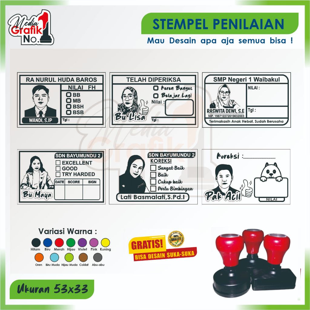Jual COD Stempel Nilai Guru / Stemple Penilaian Custom / Stempel Guru ...