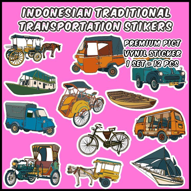 Jual [1 pack] Indonesian Traditional Transportation Stickers (Stiker ...