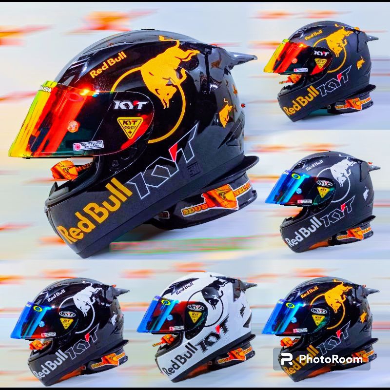Jual Helm Full face KYT R10 Black doff red-bull (Paket Ganteng) (Gratis ...