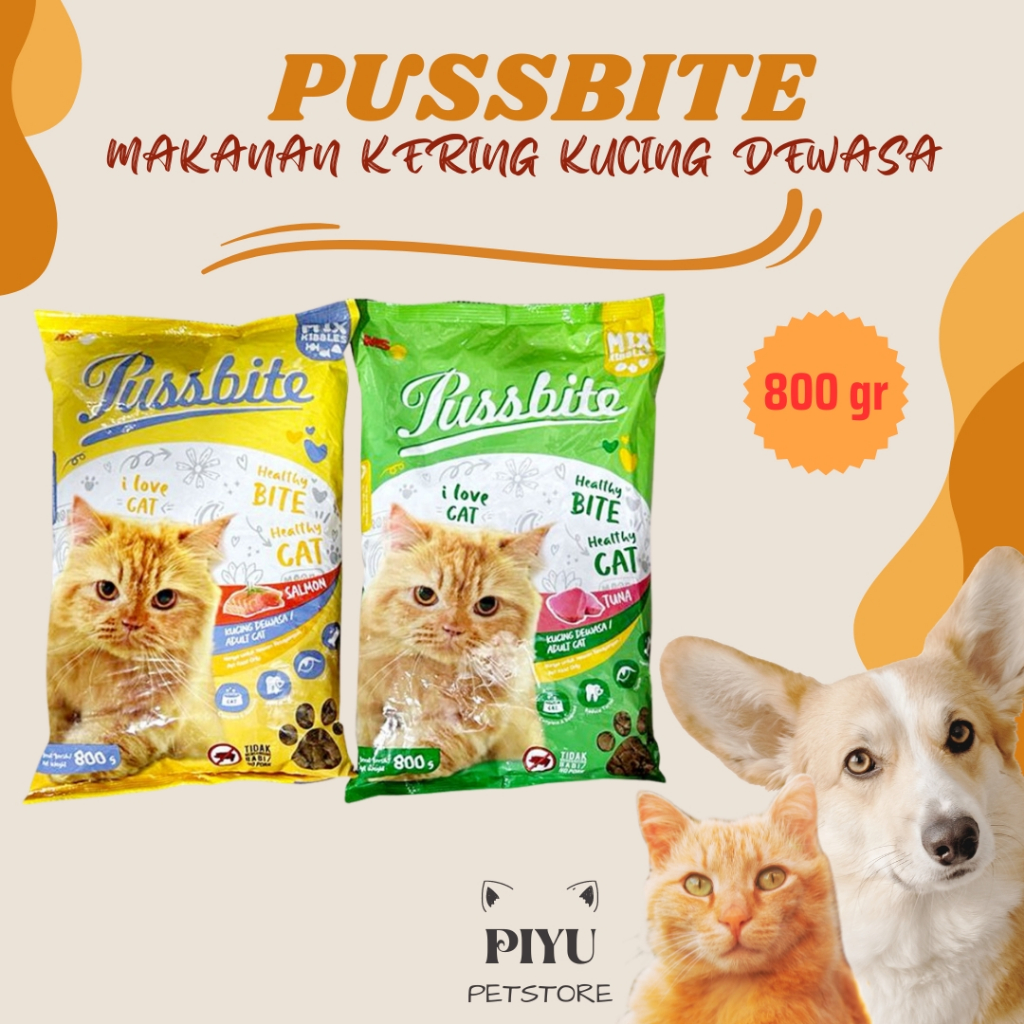 Jual PussBite Makanan Kucing Dewasa Dry Food Puss Bite Freshpack 800 gr ...