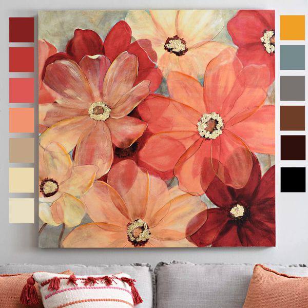 Jual lukisan bunga cantik nuansa jingga hiasan dinding | Shopee Indonesia