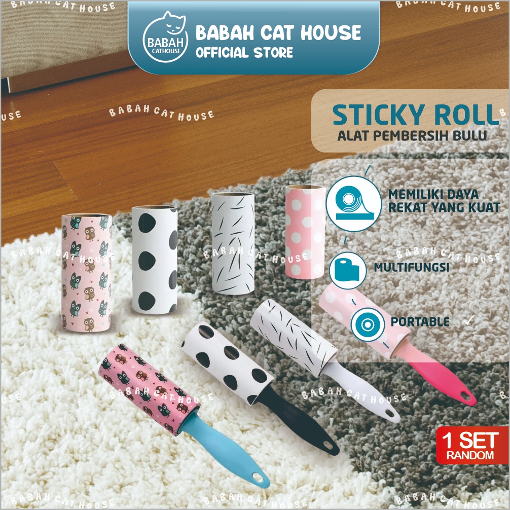 Jual STICKY ROLL Pembersih Bulu Kucing Anjing Di Baju Sofa Penghilang ...
