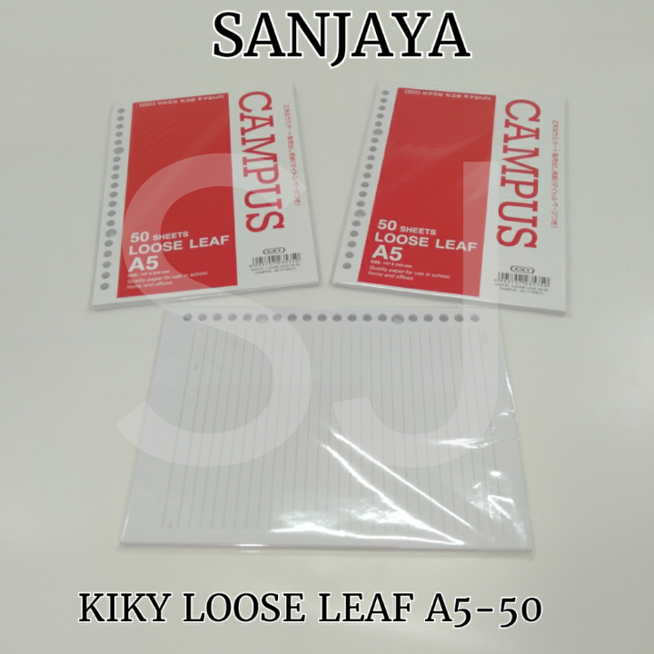 Jual Kiky Loose Leaf Isi Binder A5 Putih 50 Lembar / Kertas Garis Isi Binder / Kiky Loose Leaf ...
