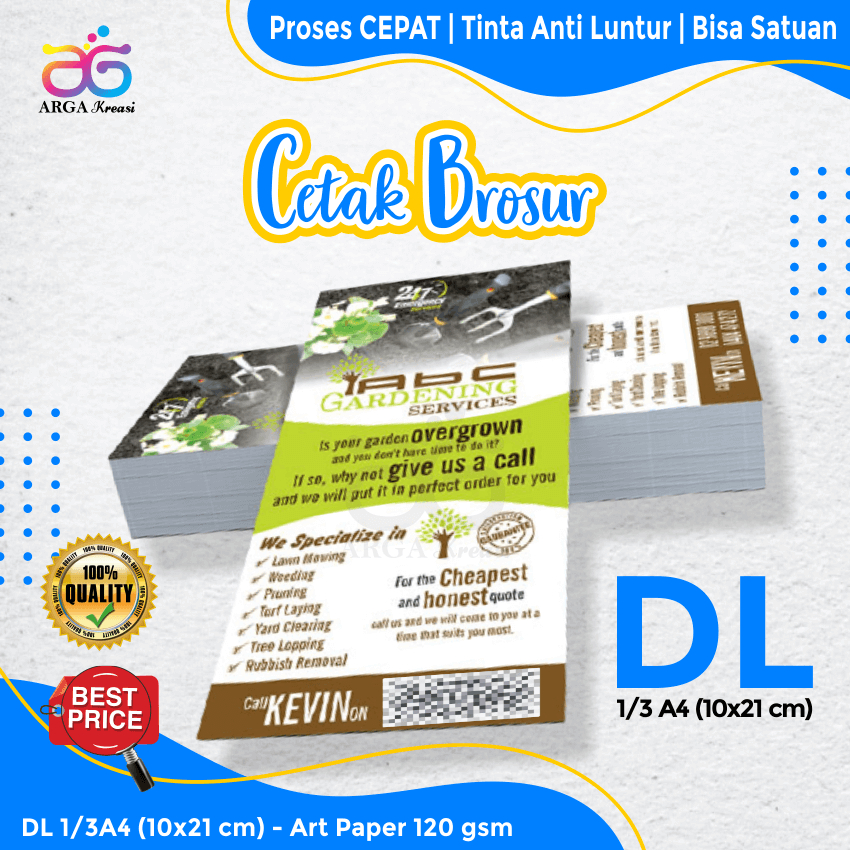 Jual Cetak Brosur DL 1/3 A4 Murah Custom 1 Sisi / 2 Sisi Art Paper 120 ...