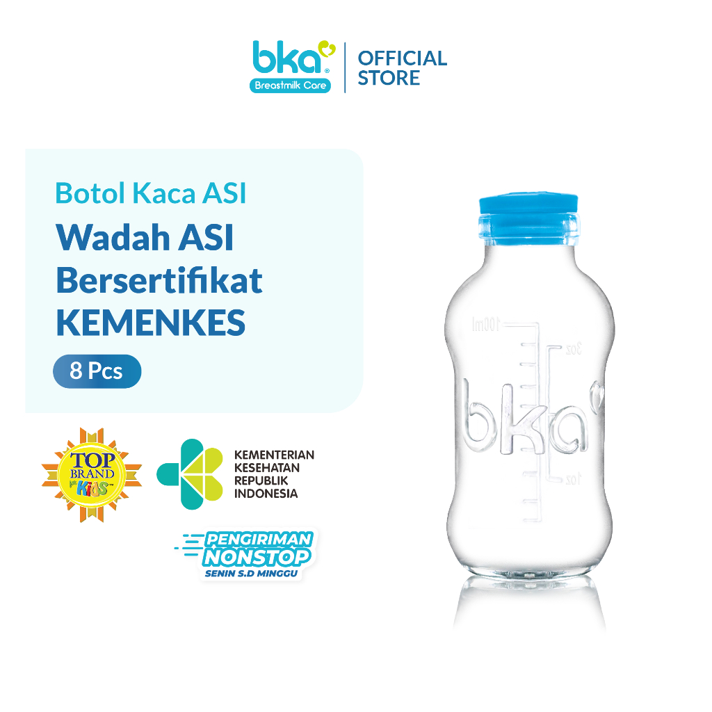 Jual Botol Kaca ASI BKA 100ml Isi 8 Pcs | Botol Kaca ASIP | Botol Penyimpanan ASI Kaca | Bebas ...