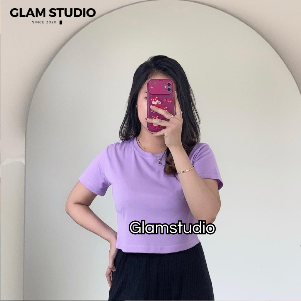 Jual Glamstudio - Crop Top Polos kaos Wanita Crop Tee CT 003 (Bahan Cotton) | Shopee Indonesia