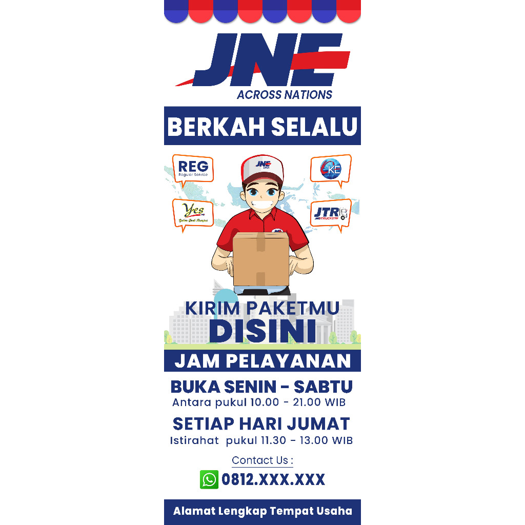 Jual SPANDUK BANNER JASA EKSPEDISI PENGIRIMAN JNE JNT SHOPEE UKURAN ...