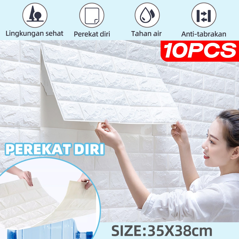 Jual Wallpaper Dinding Kamar 3D Sticker Foam Bata 10PCS 35x35cm Murah ...