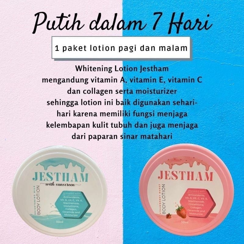 Jual Whitening Lotion Jestham (milk and strawberry) 50ml | Shopee Indonesia