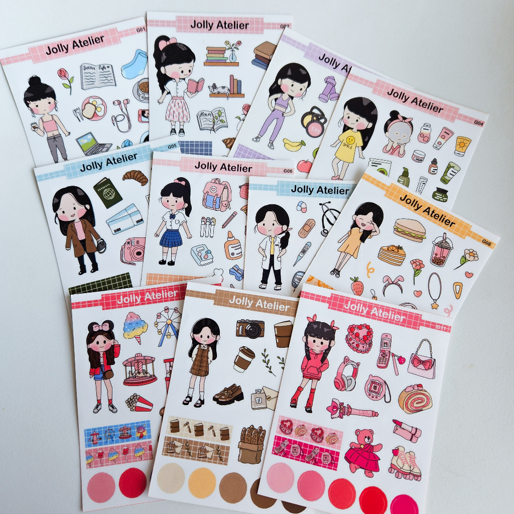Jual Cute Girl Deco Waterproof Sticker sheet | Planner Sticker ...