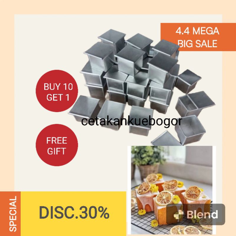 Jual loyang croissant cube 5x5 +tutup / cetakan roti kubus kotak balok ...