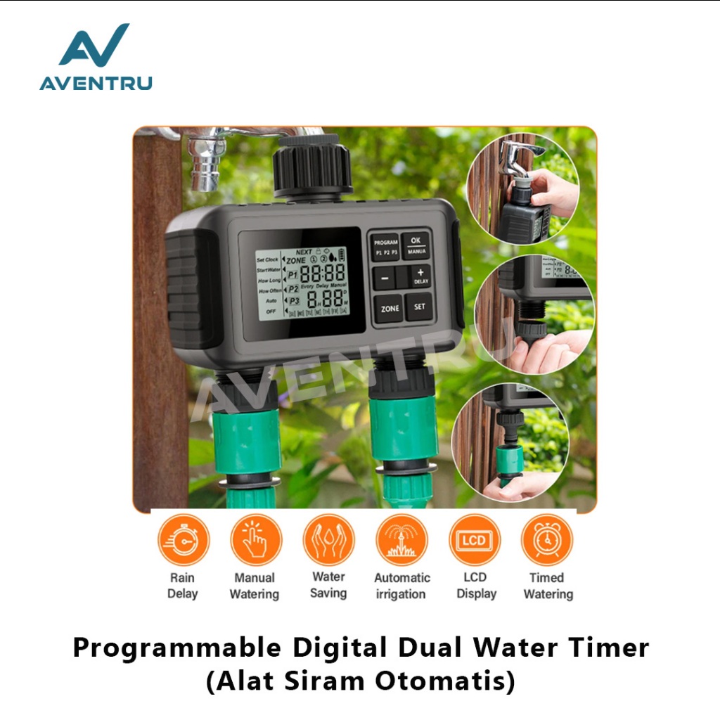 Jual Dual Water Timer System Auto Alat Penyiram Air Taman Tanaman Otomatis | Shopee Indonesia
