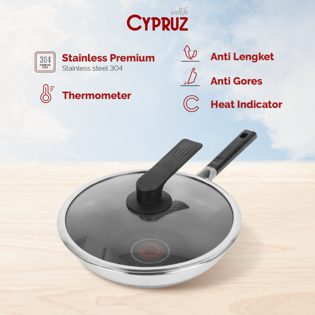 Jual Cypruz Wajan Penggorengan Anti Lengket dan Gores Fry Pan Unscratchable 32cm | Shopee Indonesia