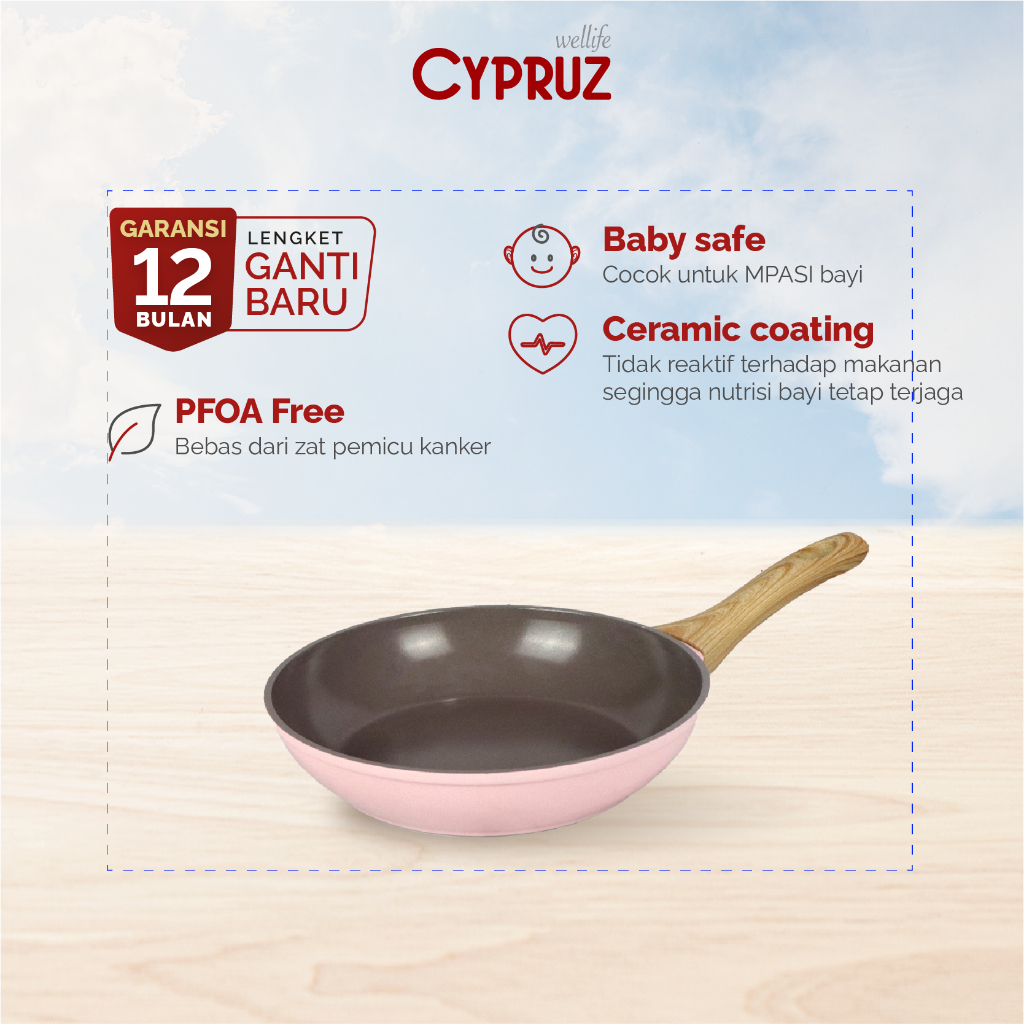 Jual Cypruz Wajan Penggorengan Anti Lengket Fry Pan Pink Ceramic Series | Shopee Indonesia